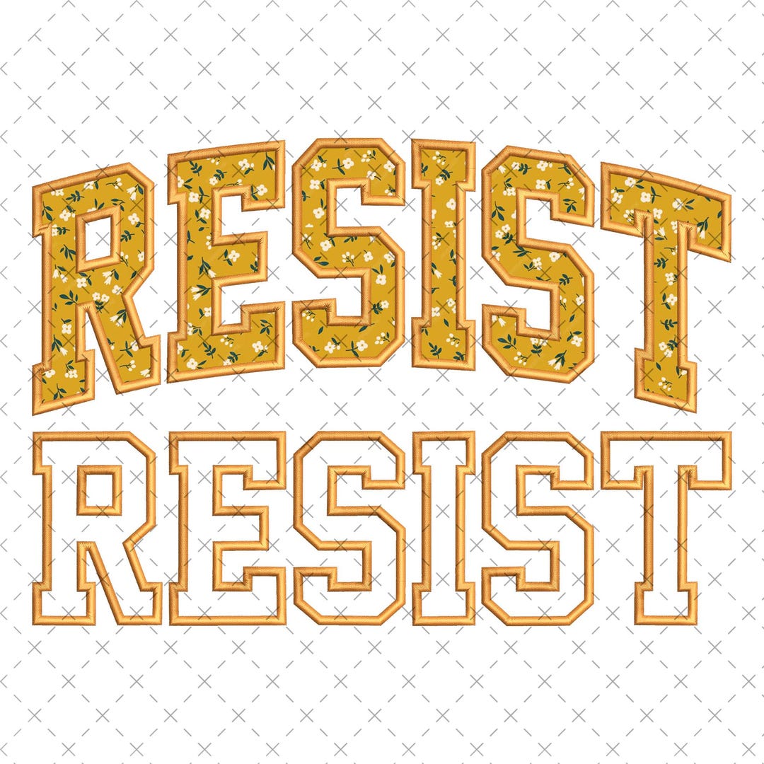 Resist Applique Embroidery Design, Resist Arched Outline File for ...