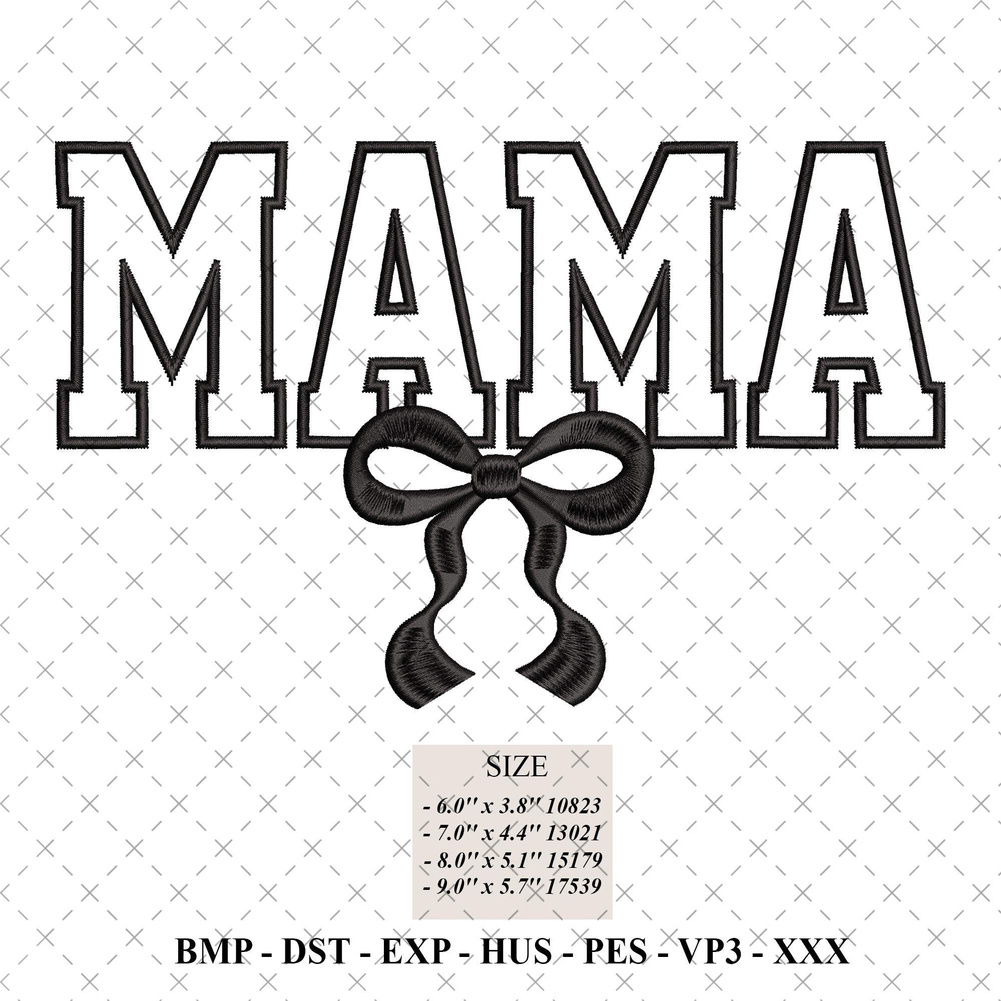 Mama Bow Applique Embroidery Design, Mama Arched Bow Outline File for ...