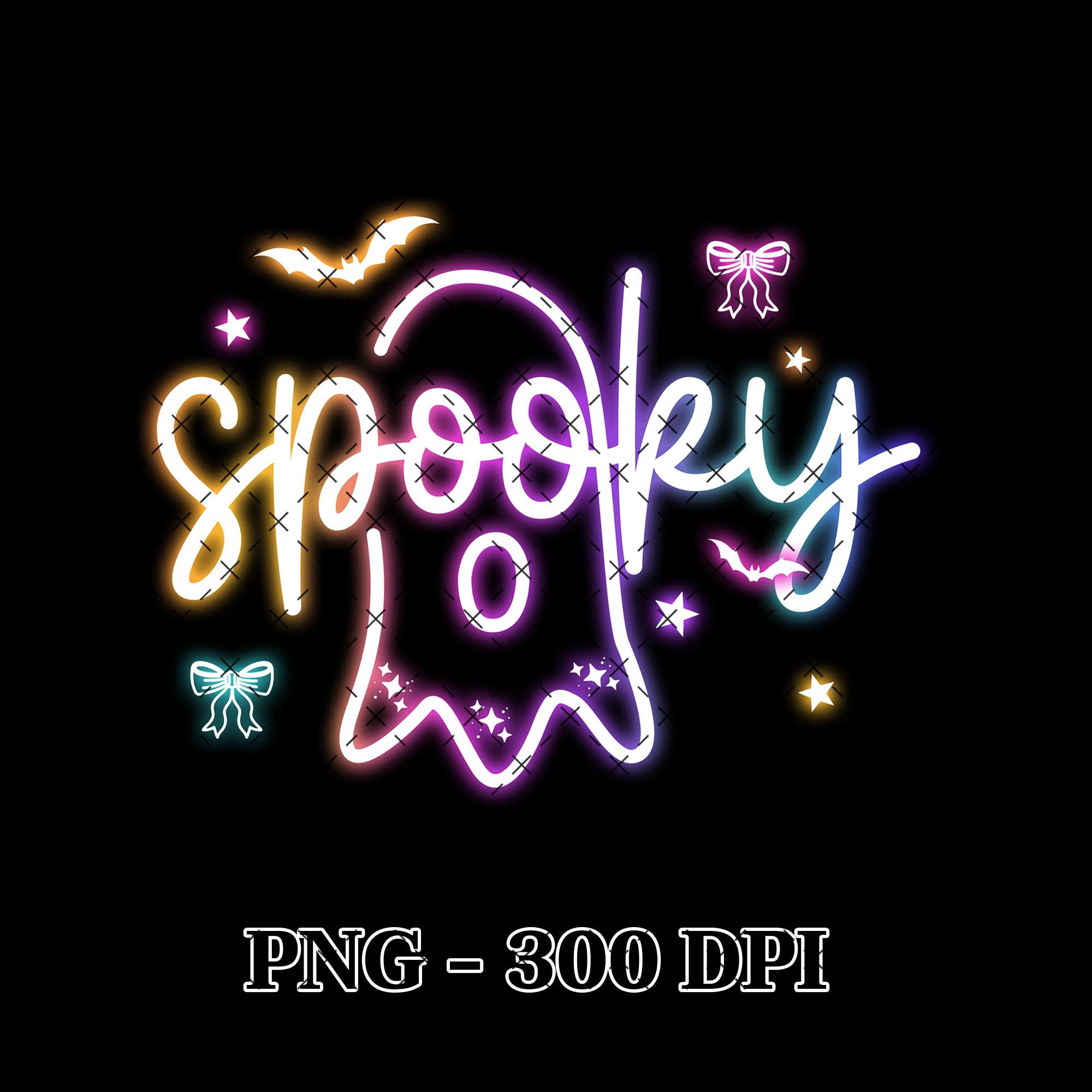 Cute Colorful Neon Spooky Ghost Png, Halloween Boo Bow Png, Neon ...