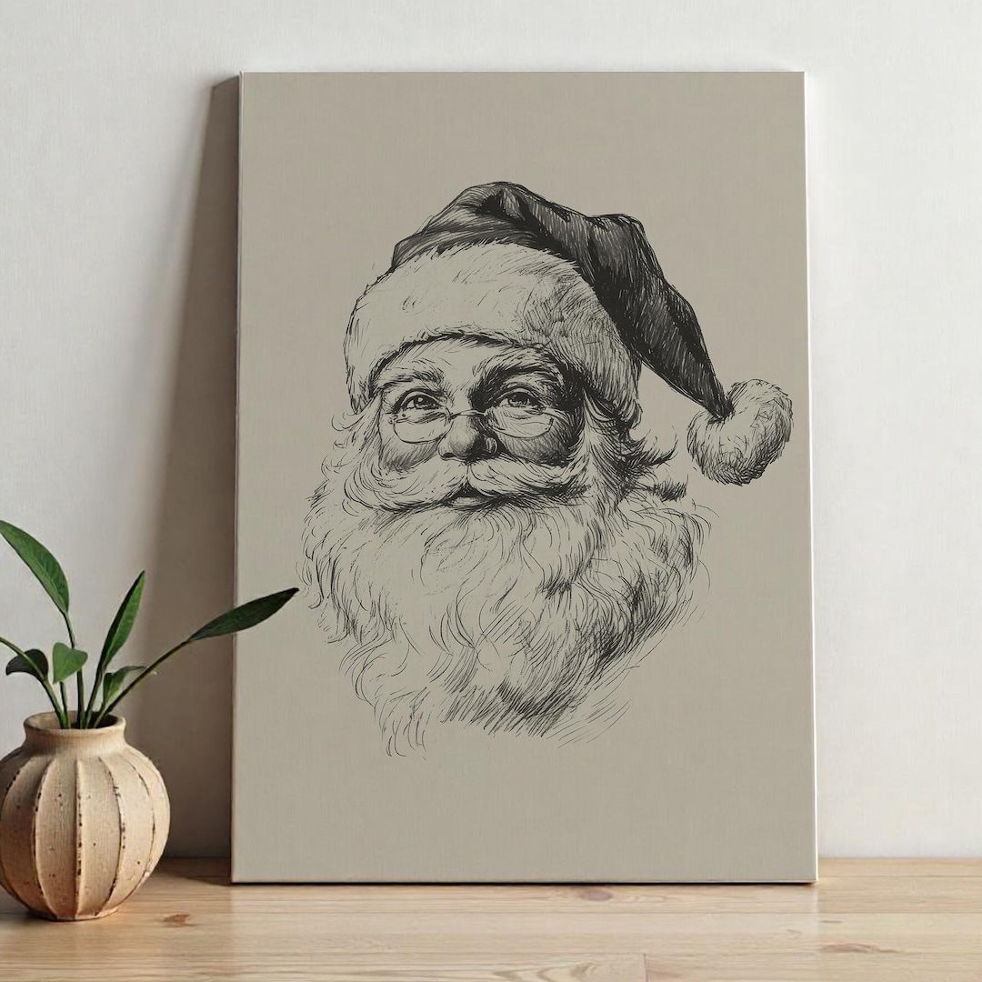 Vintage Santa Claus Print | Printable Christmas Wall Art | Neutral ...