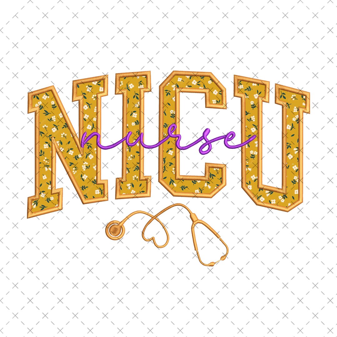 Nicu Nurse Applique Embroidery Design | Satin Stitch Medical Embroidery ...