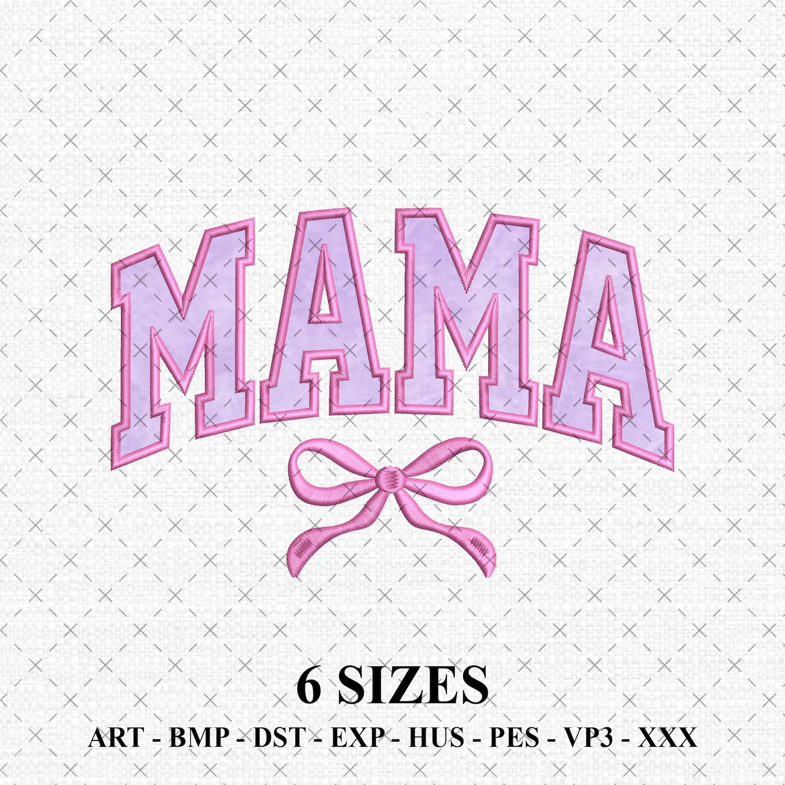 MAMA Applique Embroidery Design | Ribbon Bow Arched Mama Applique ...
