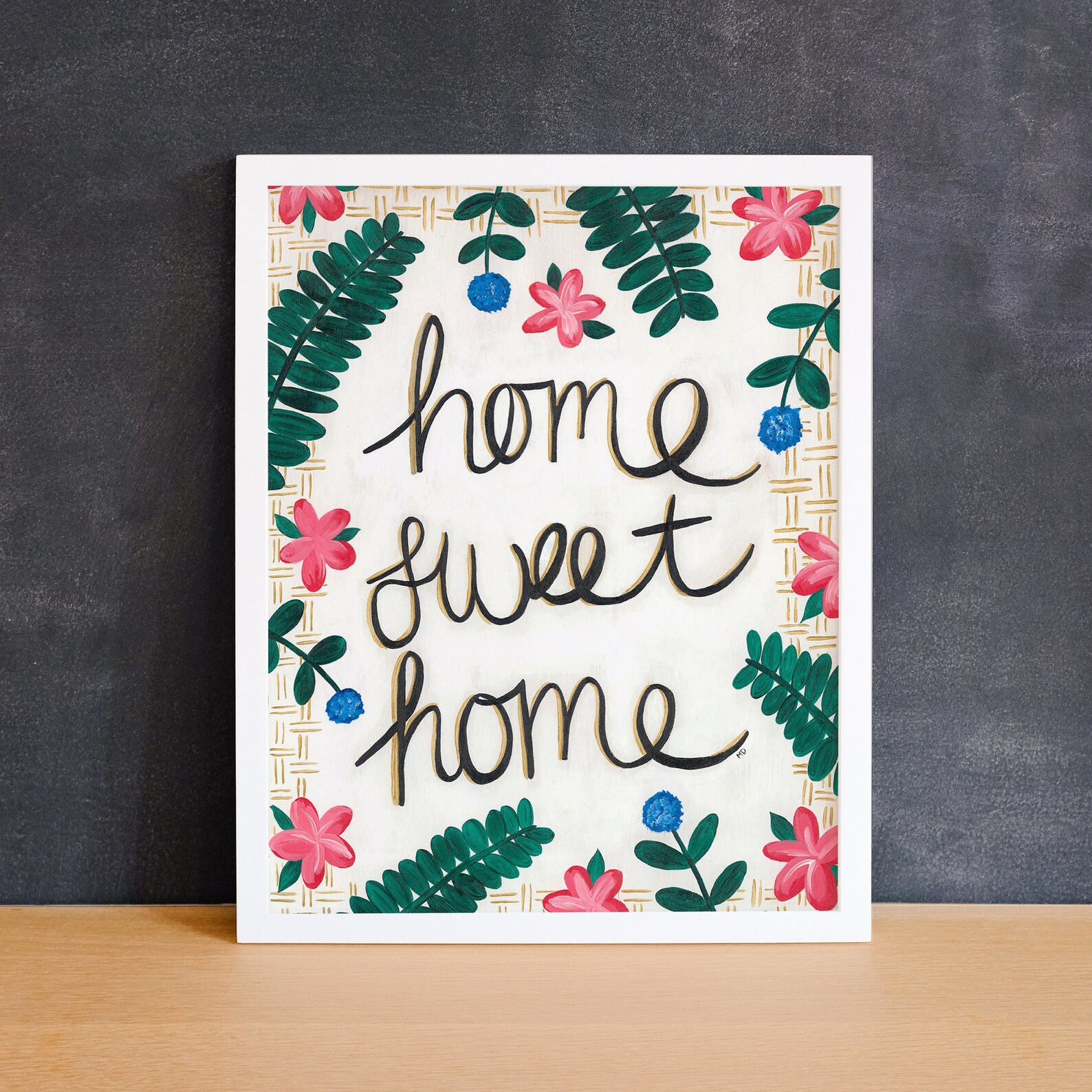Home Sweet Home, Giclee Art Print, Floral Quote Painting - Etsy