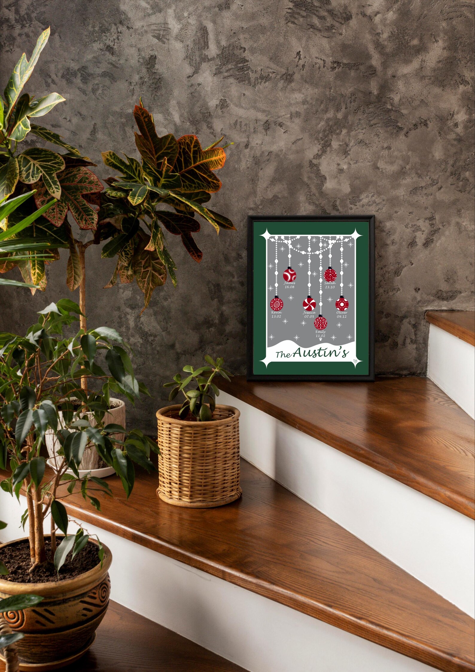 1pc Personalized Family Tree Art, Christmas Family Names, Custom ...