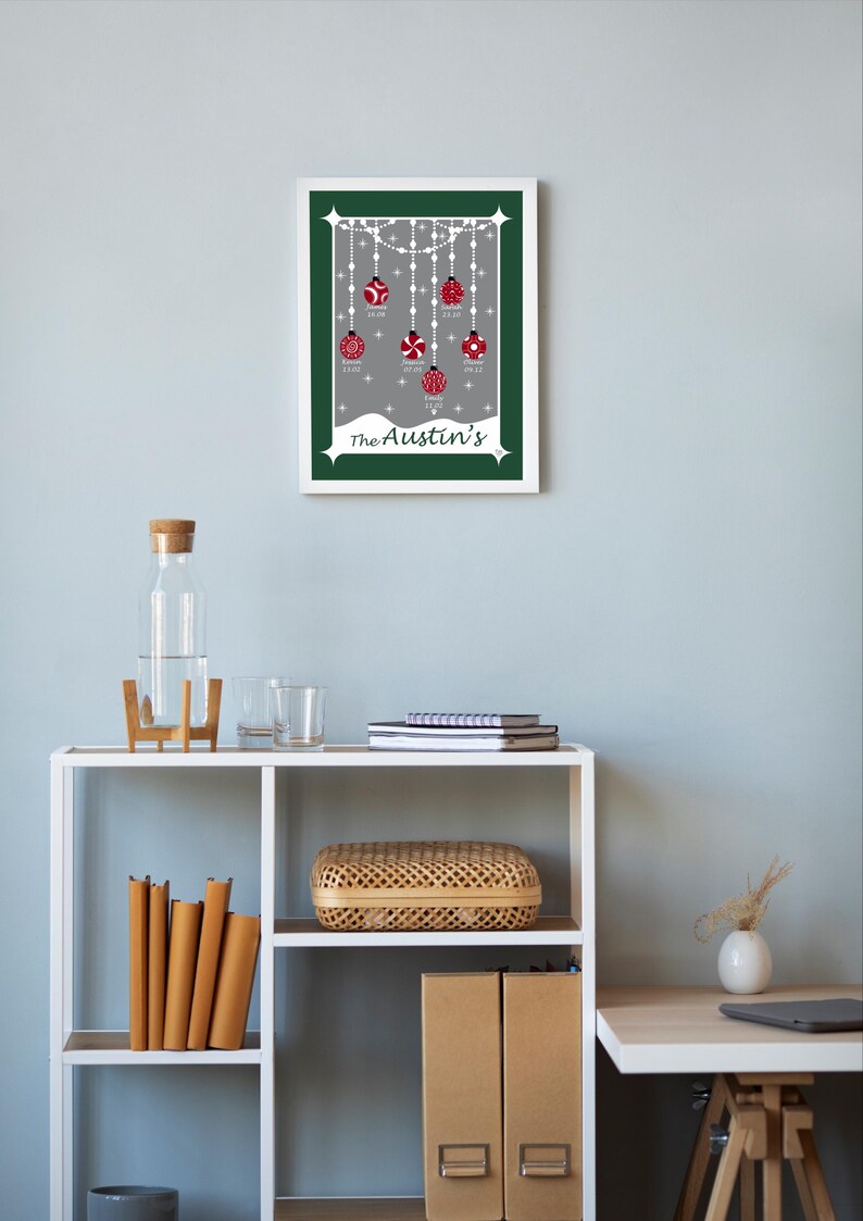 1pc Personalized Family Tree Art, Christmas Family Names, Custom ...