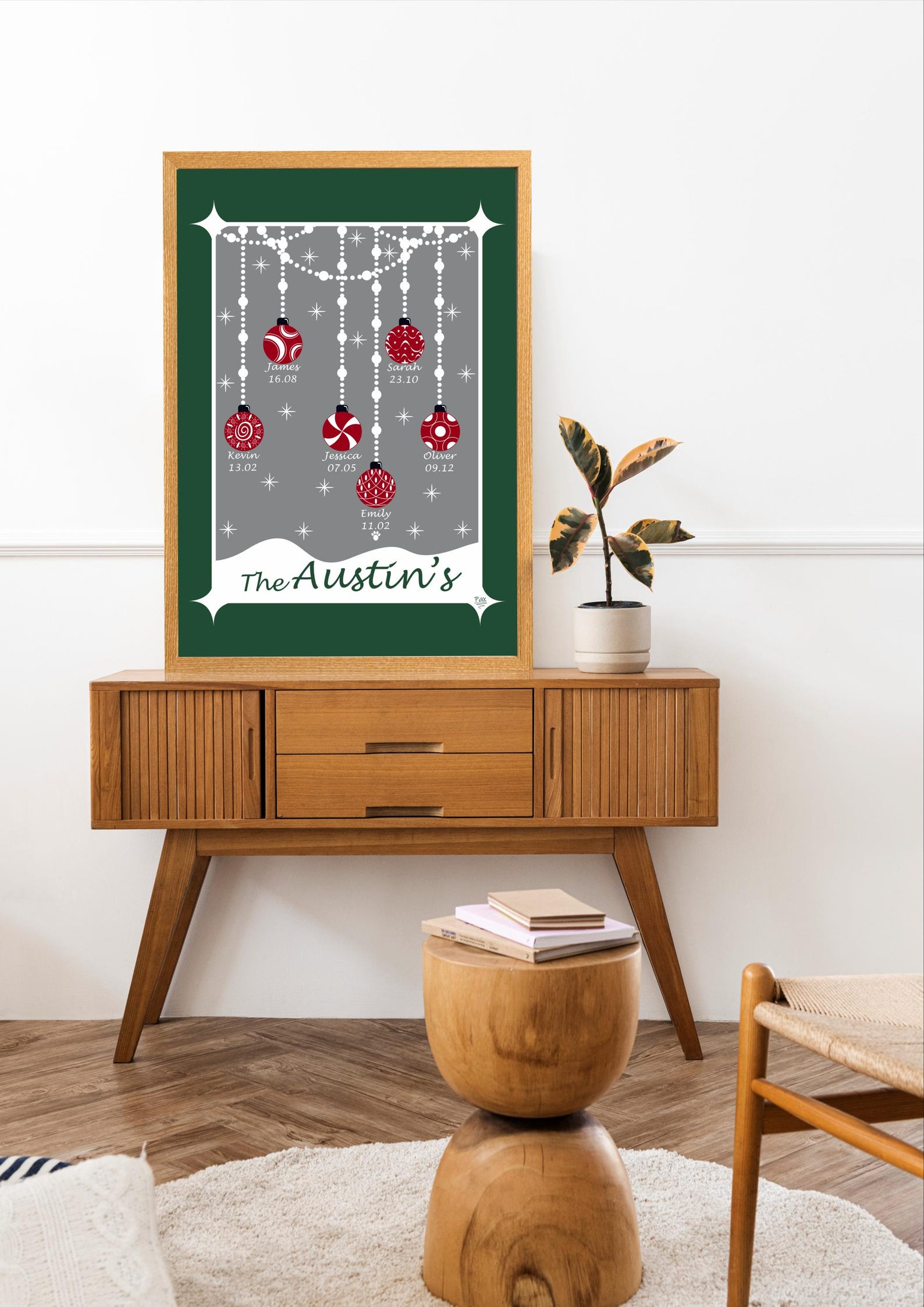 1pc Personalized Family Tree Art, Christmas Family Names, Custom ...