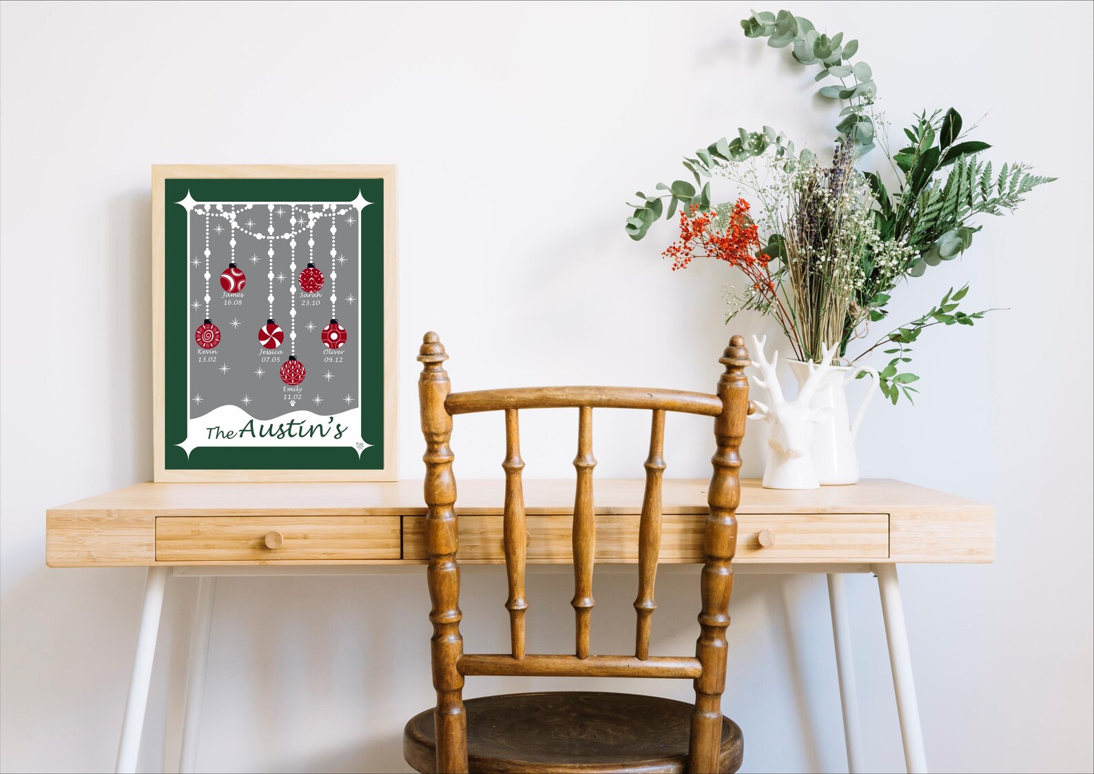 1pc Personalized Family Tree Art, Christmas Family Names, Custom ...
