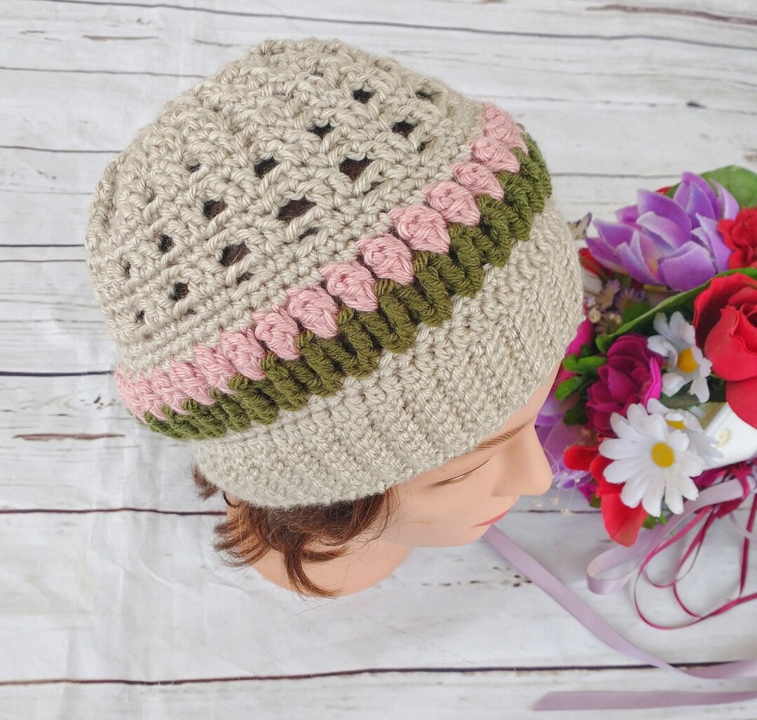 2 Patterns in 1 PDF Pattern Only--the Tiptoe Through Tulips Beanie, Crochet Pattern ...