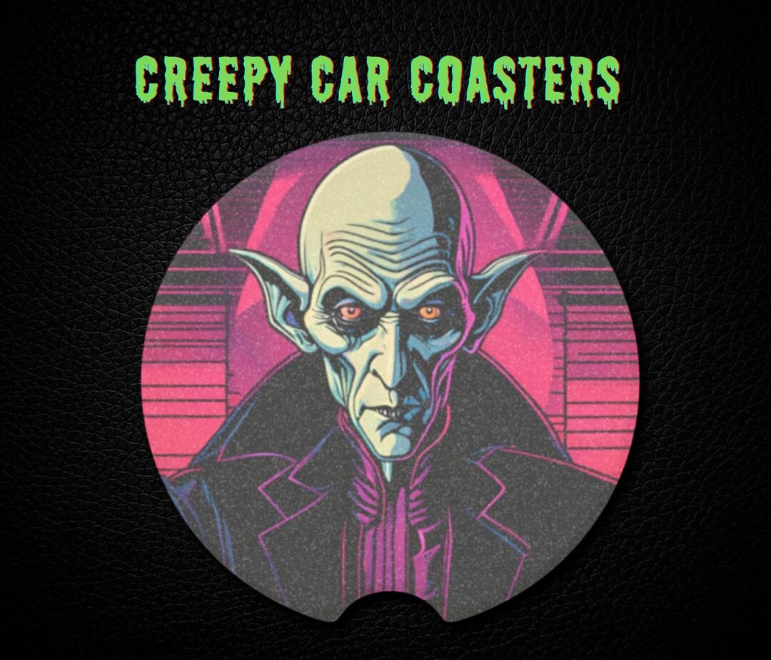 Nosferatu! Retro Horror Synthwave Car Coasters! Halloween Decor Set ...