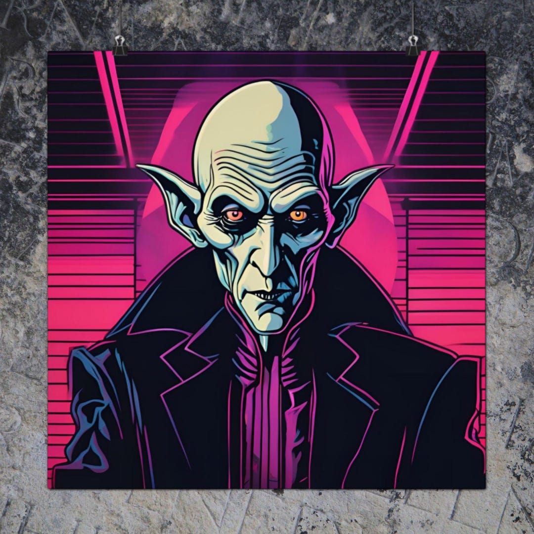 Nosferatu Synthwave Poster | Retro Horror & Neon Vampire Wall Art ...