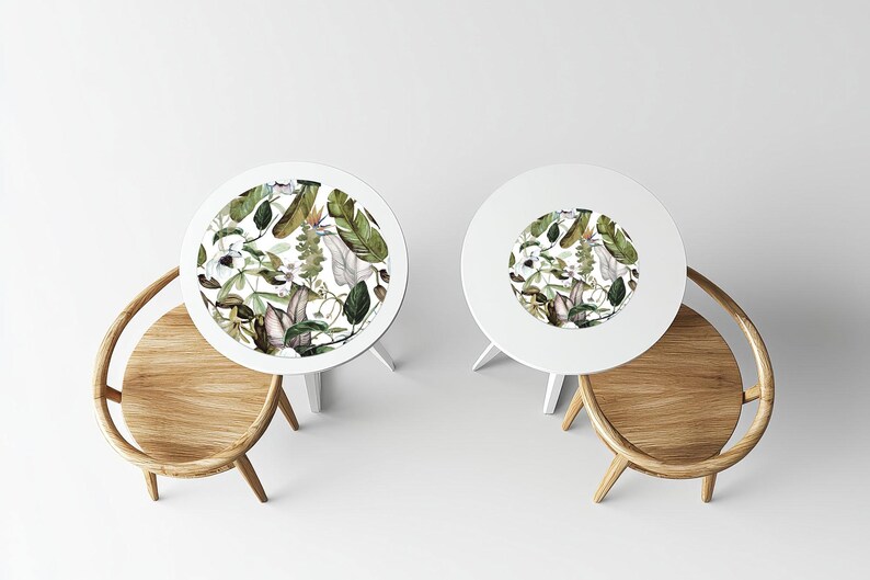 Magnolia & Banana Leaf Round Coffee Table Placemats, Table Mat, Stone ...