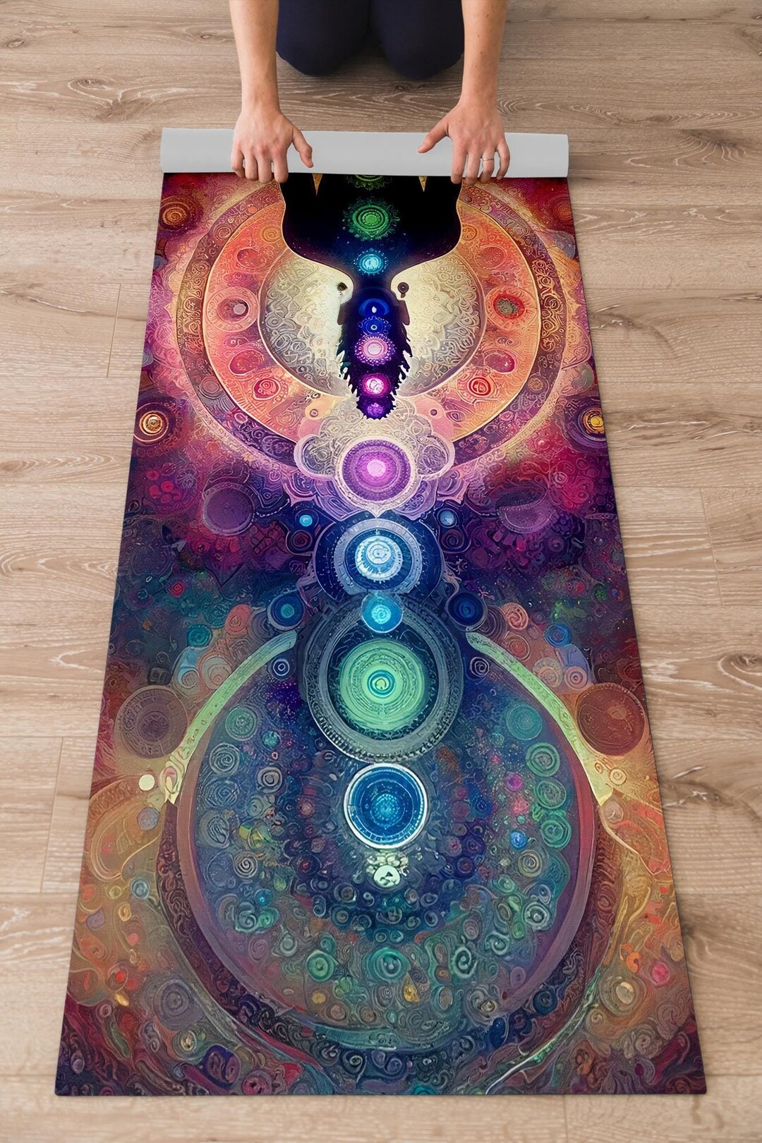 Colorful Lotus Position Yoga Mat, Workout Accesory, Meditation Mat ...