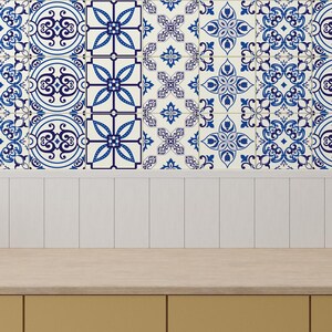 Blue Set of Tile Stickers, Backsplash Tiles, Azulejos Mosaic Tile ...