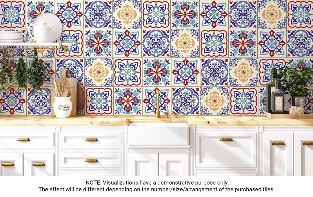 Set of Azulejos Tile Stickers,blue Backsplash Tiles, Mosaic Tile ...