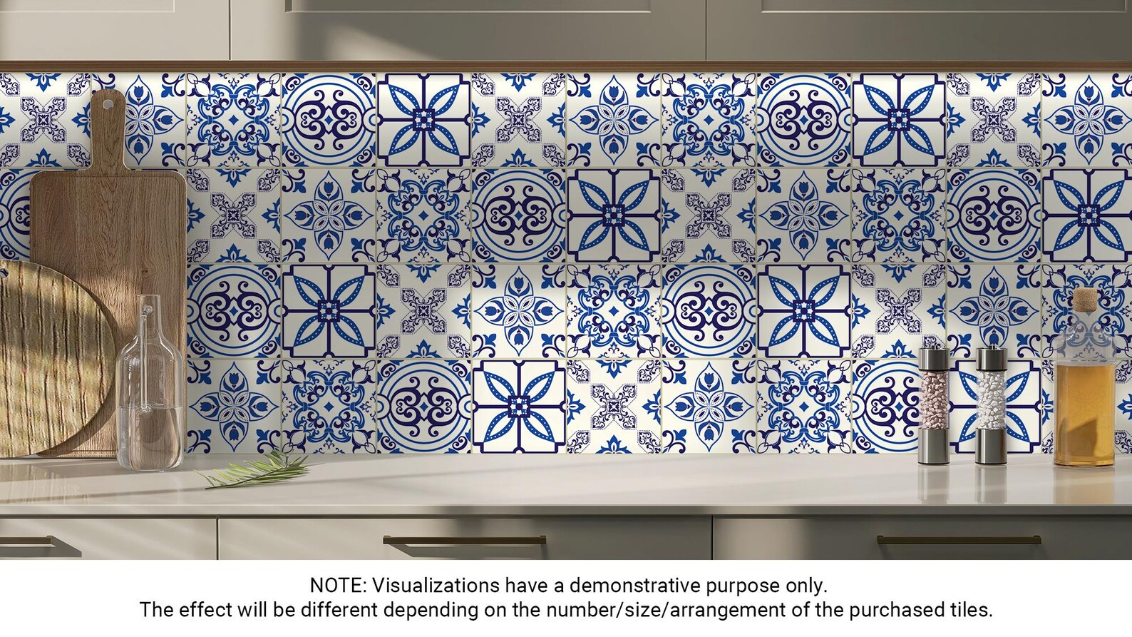 Blue Set of Tile Stickers, Backsplash Tiles, Azulejos Mosaic Tile ...