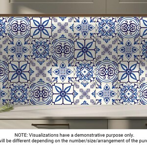 Blue Set of Tile Stickers, Backsplash Tiles, Azulejos Mosaic Tile ...