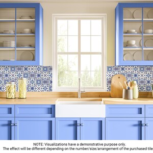 Blue Set of Tile Stickers, Backsplash Tiles, Azulejos Mosaic Tile ...