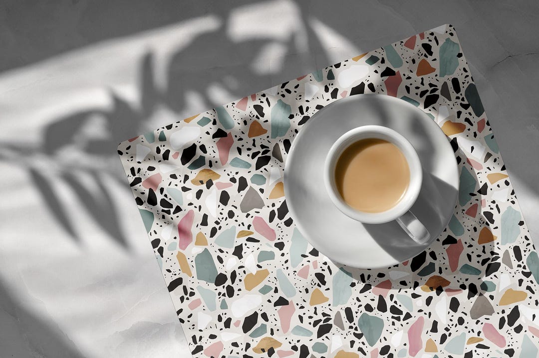 Square Coffee Table Placemats, Colorful Terrazzo Pattern, Stone Print ...