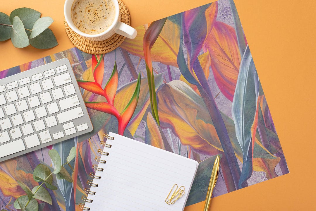Bird of Paradise Tropical Desk Pad, Botanical Mat, Tropical Print, Desk ...