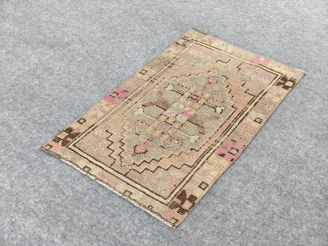 2x4 Small Area Rug, 2x4 Faded Bohemian Rug, Rustic Rug, Handmade Wool ...