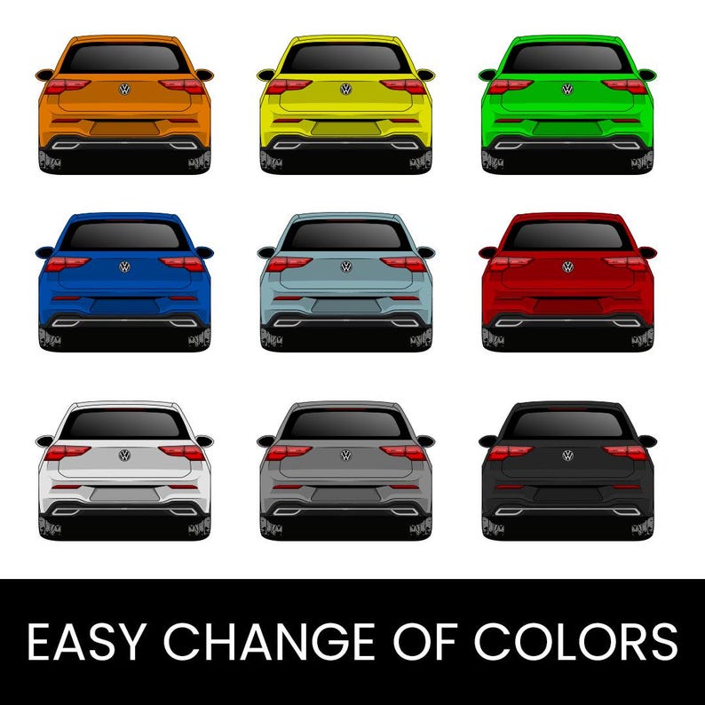 VOLKSWAGEN GOLF MK8 - Vector Art /svg/ai/eps/png/pdf/4k - Etsy