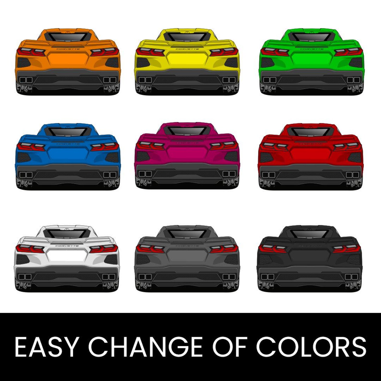 CHEVROLET CORVETTE C8 - Vector Art /svg/ai/eps/png/pdf/4k - Etsy