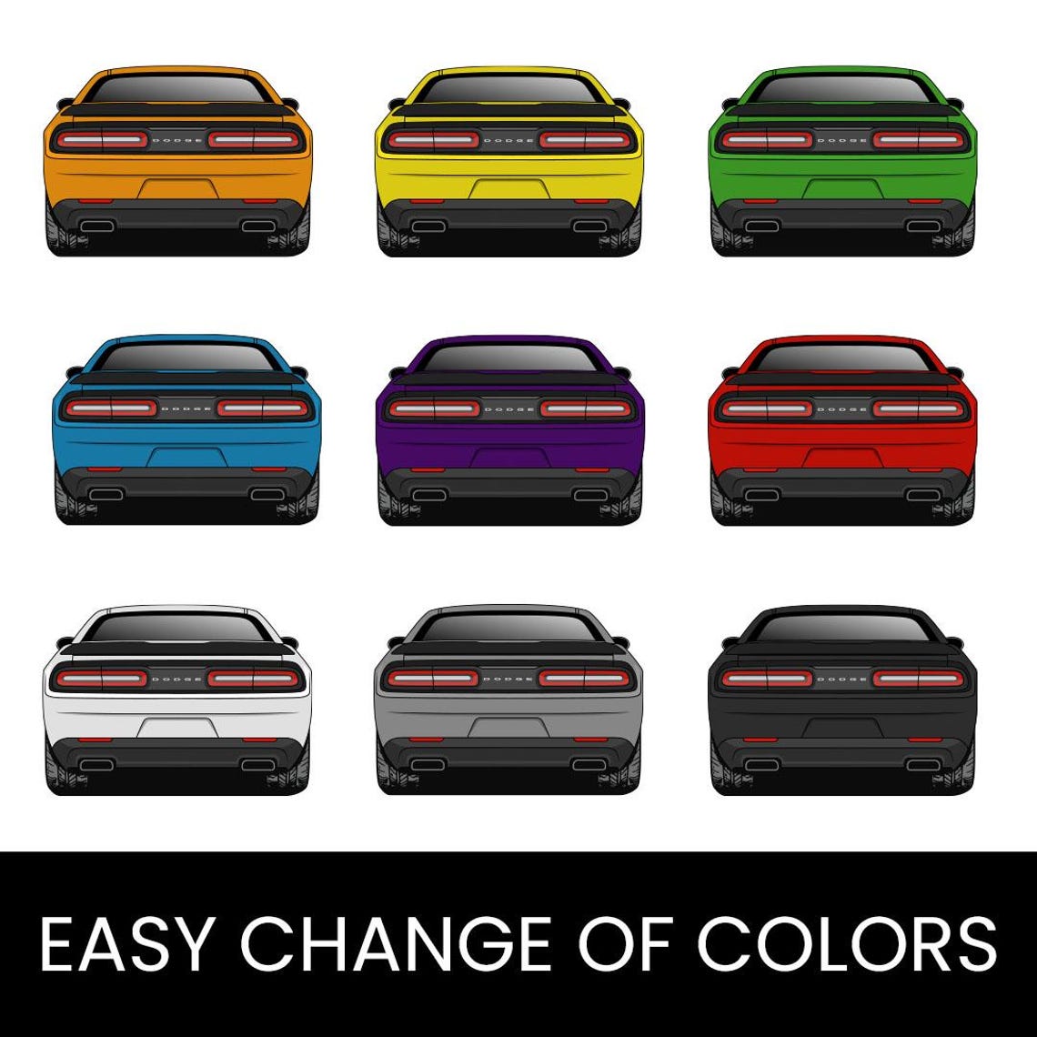 Dodge Challenger Hellcat - Vector Art /svg/ai/eps/png/pdf/4k - Etsy