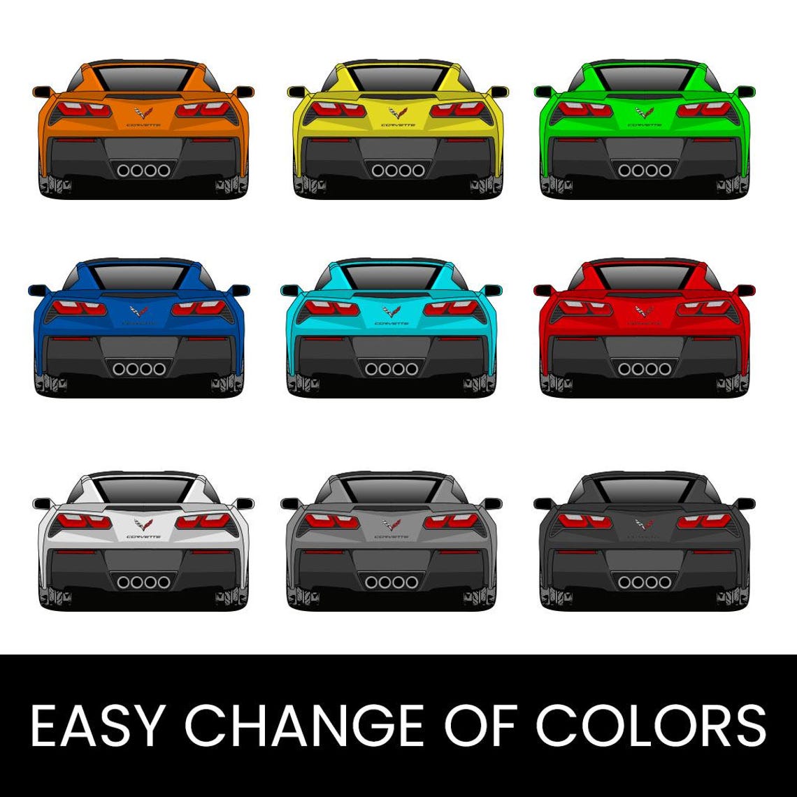 CHEVROLET CORVETTE C7 - Vector Art /svg/ai/eps/png/pdf/4k - Etsy