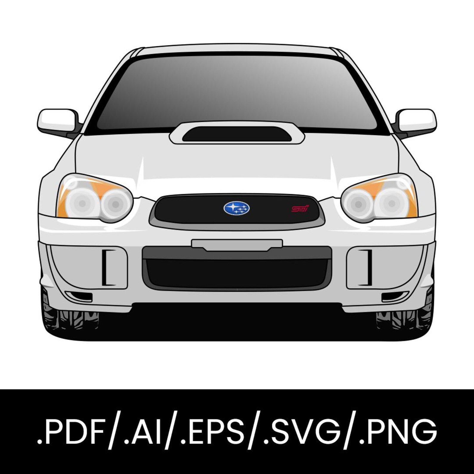 Subaru Impreza WRX STI 2004 - Front View /svg/ai/eps/png/pdf/4k - Etsy