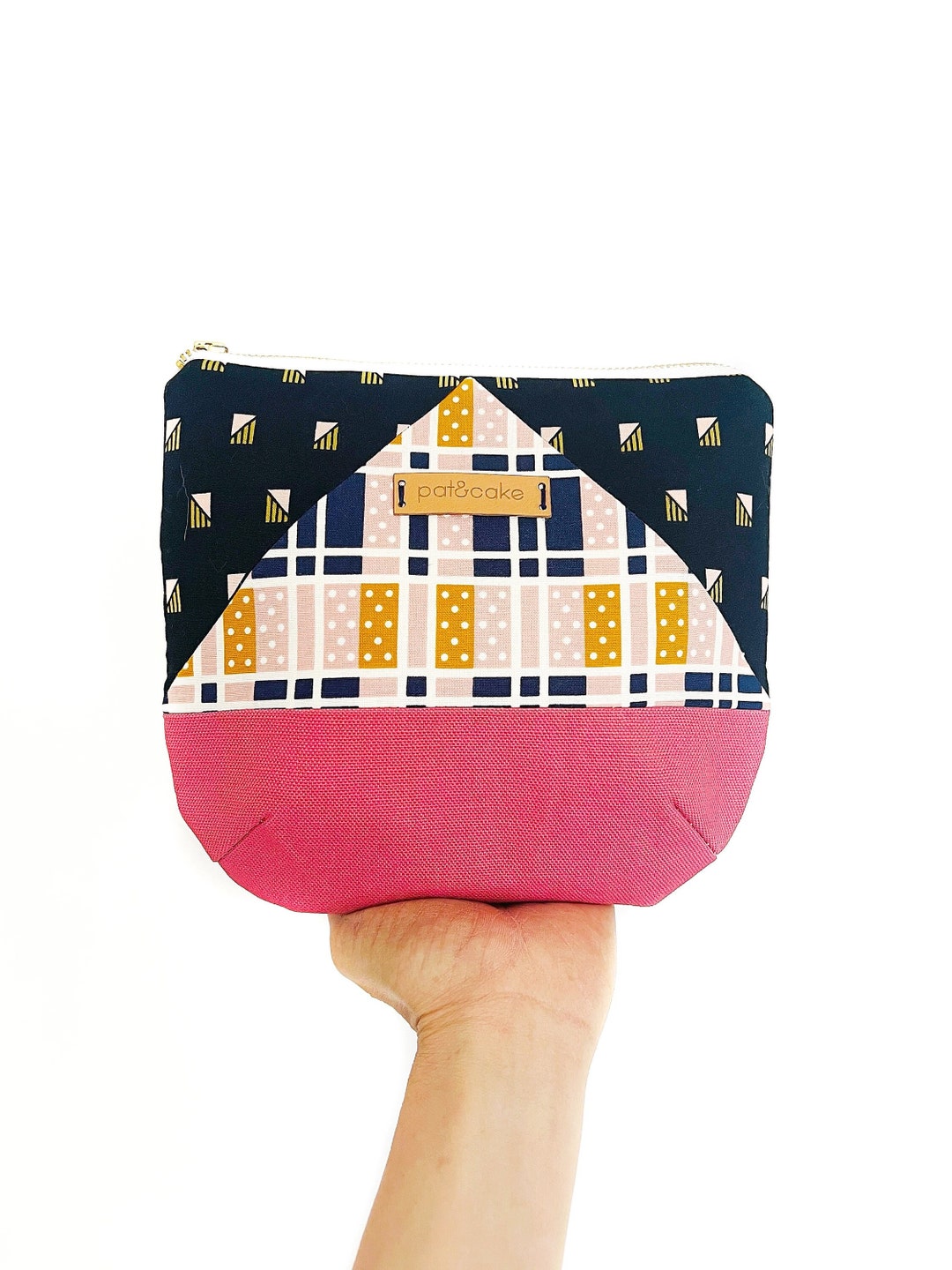 Medium Tri-color Bucket Pouch Geometric, School Supplies, Gift for Her ...