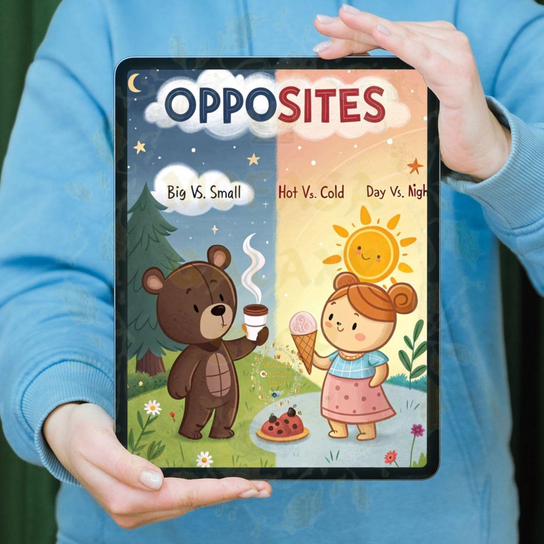 Adorable Opposites Educational Poster for Kids – Learn Big Vs. Small ...