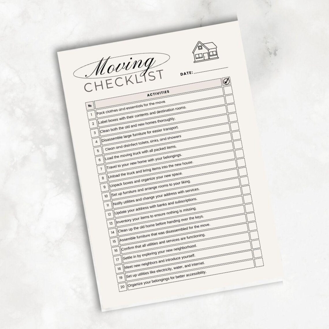 Moving Checklist Printable Editable New Home List Moving Checklist ...