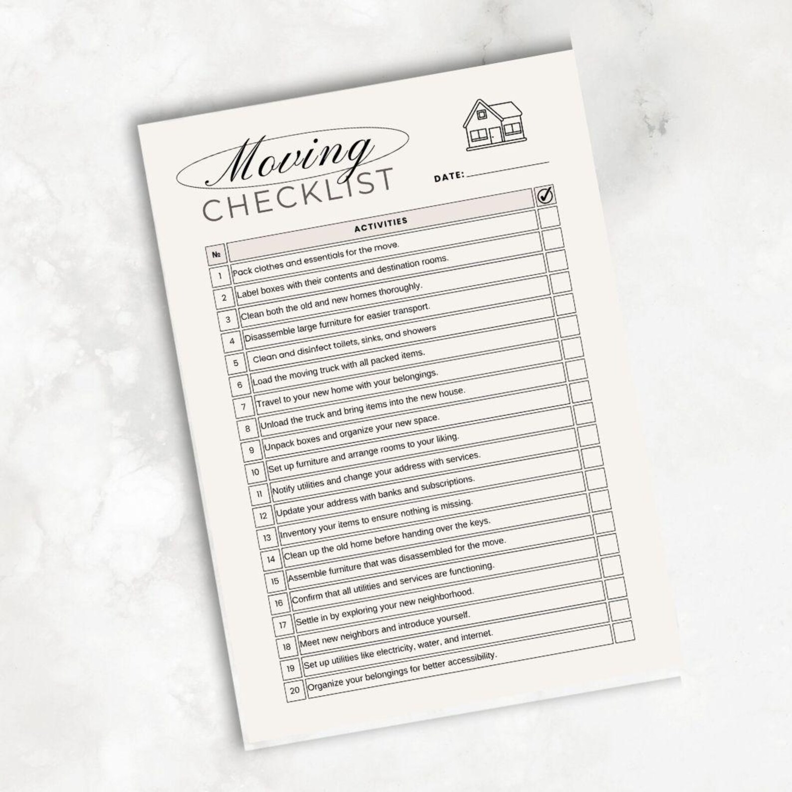 Moving Checklist Printable Editable New Home List Moving Checklist ...