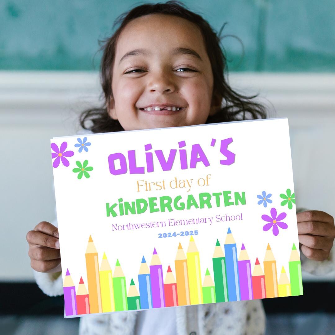 Editable First Day of Kindergarten Sign Printable Custom First Day ...