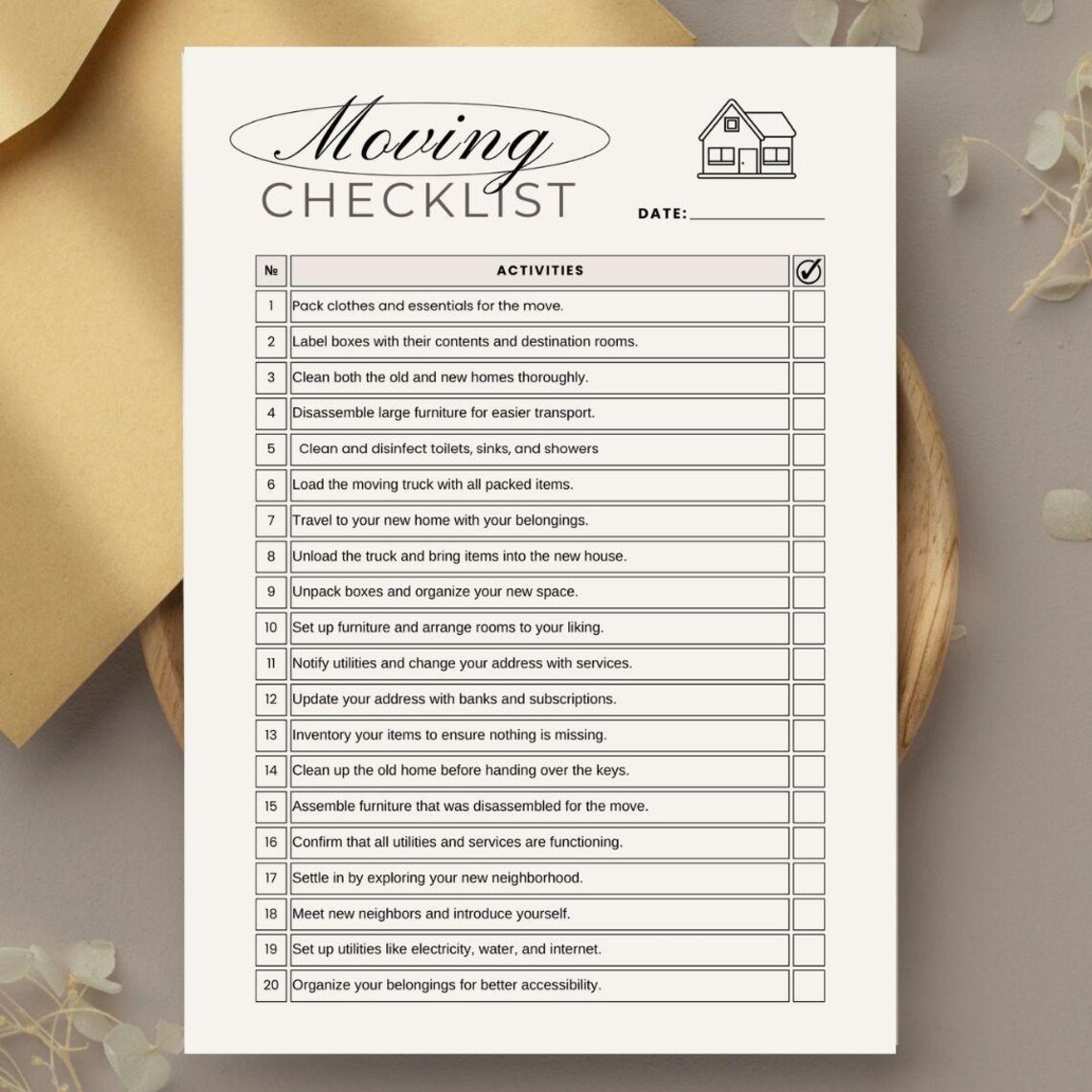 Moving Checklist Printable Editable New Home List Moving Checklist ...