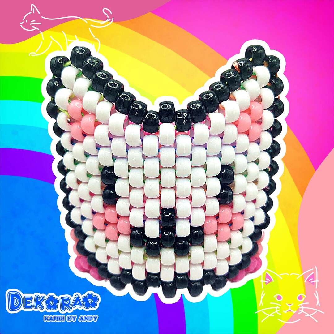 White Cat Kandi Cuff With Ears, A Cute Handmade Bracelet! - Etsy