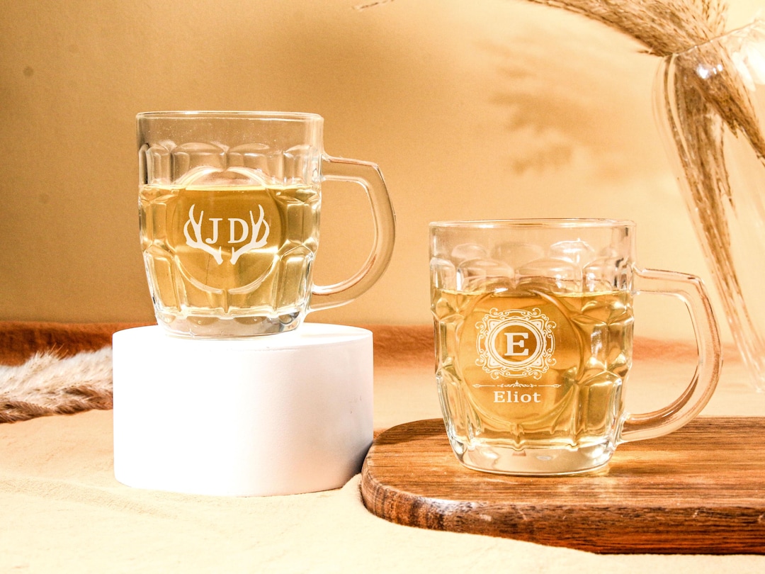 Personalized Beer Mug: Engraved Monogram Glass Barware - Etsy
