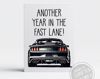 Mustang Inspired in the Fast Lane Happy Birthday Card Greeting Card ...