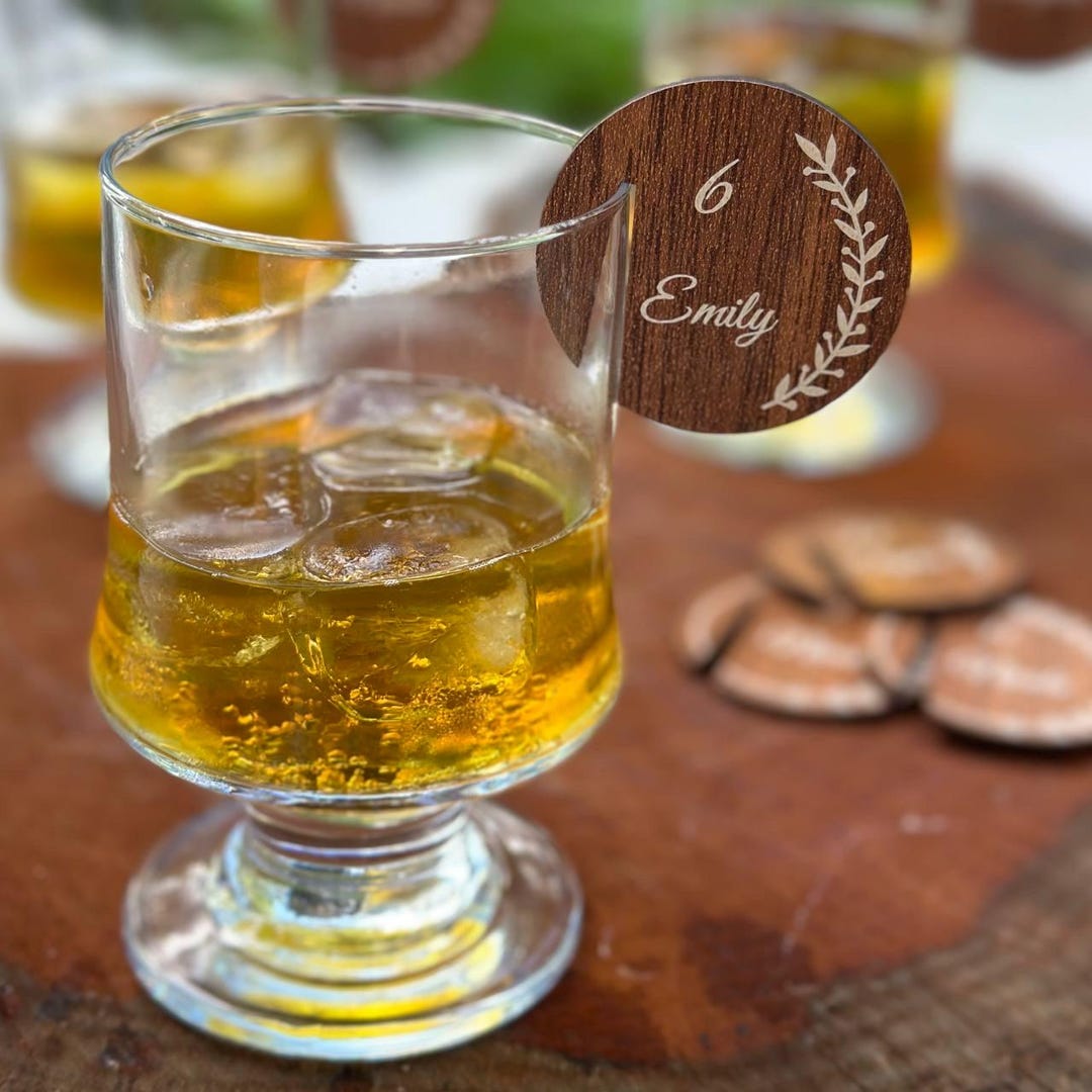 Personalized Wooden Drink Tags | Wedding Seating Place Cards | Custom ...