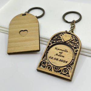 Custom Keychain Bamboo Wood Favors - Custom Engraved Wedding Keepsake ...