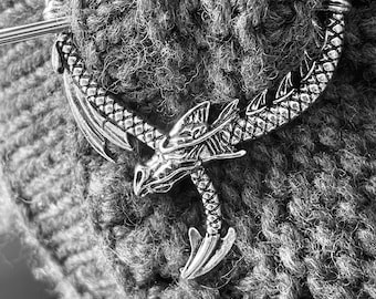 Silver Dragon Shawl Pin - Etsy