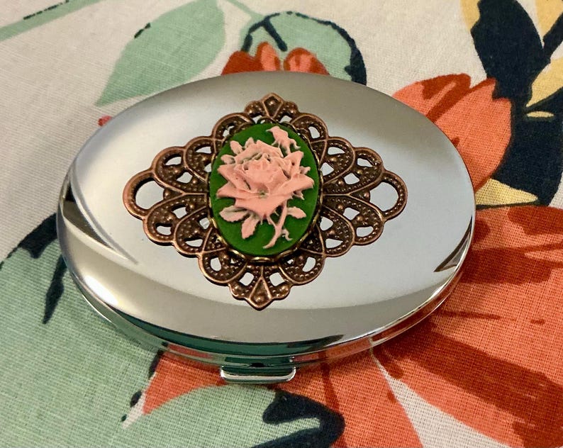 Silver Oval Compact Mirror Makeup Mirror Pocket Mirror Bridesmaid Maid ...