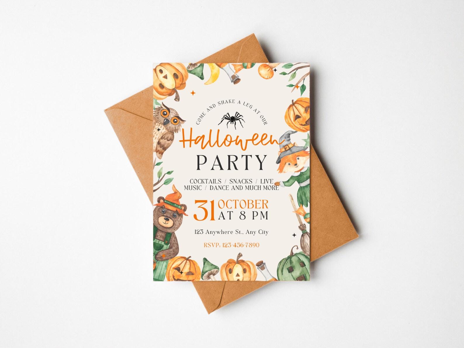 Halloween Party Invitation | Cute Illustrated Halloween Animals ...
