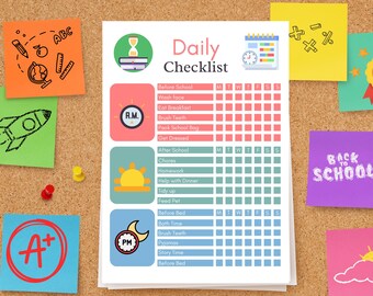 Kids Daily School Checklist, Responsibility Chart, to Do List, Editable ...