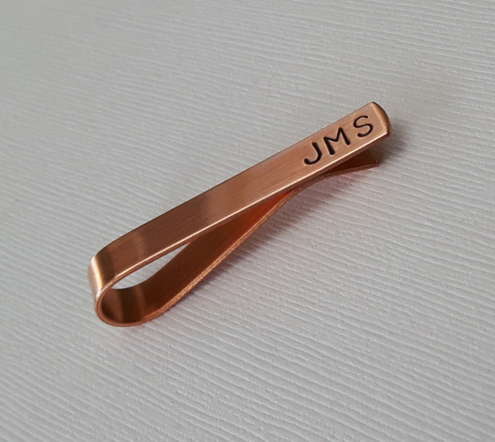 Copper Tie Bar Copper Tie Clip Initials Tie Clip | Etsy
