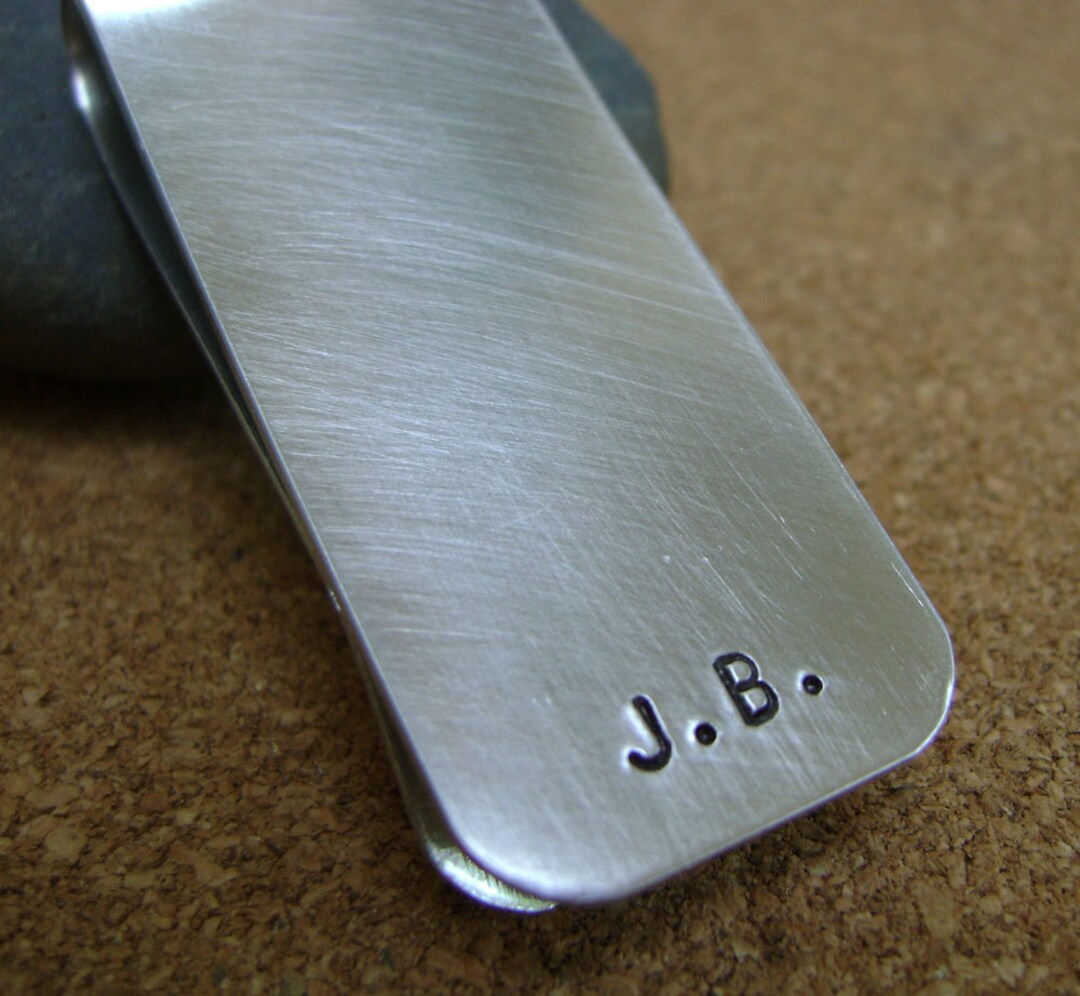 Initials Money Clip Hand Stamped Money Clip Custom Personalized ...