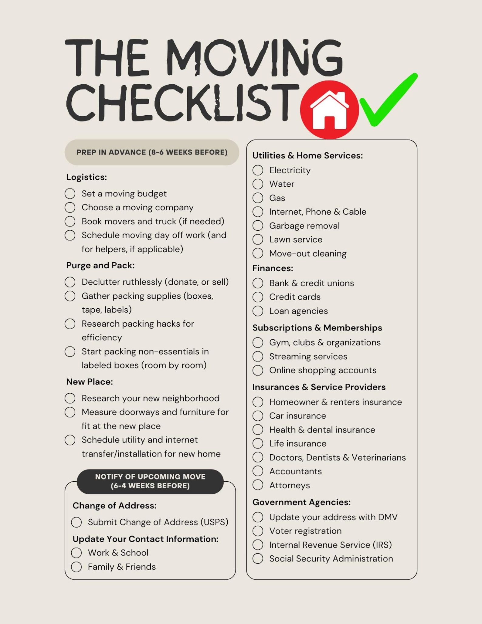 Moving Checklist - Etsy