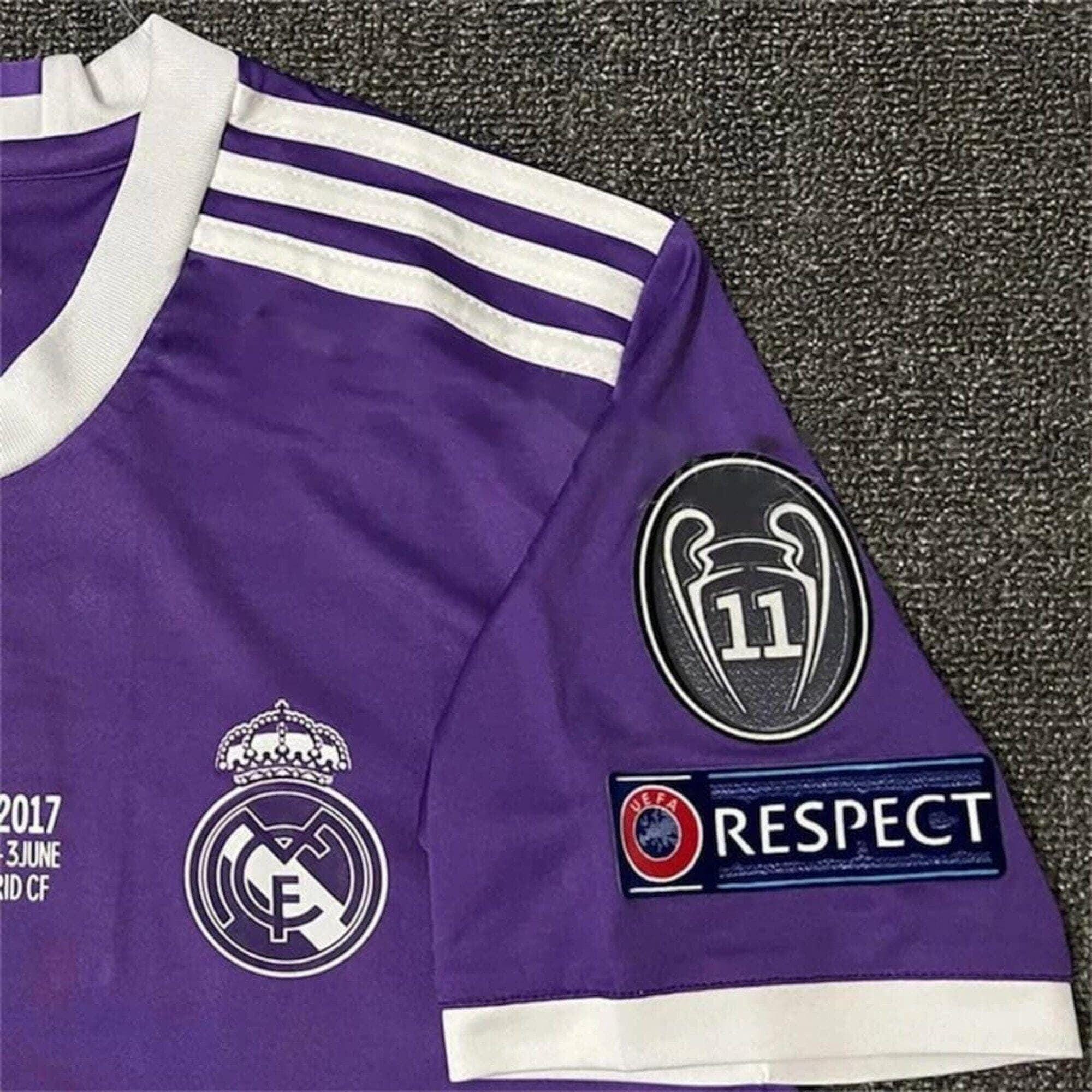 Retro 2016 2017 Season Real Madrid Purple Away Full Kit Jersey Shirt ...