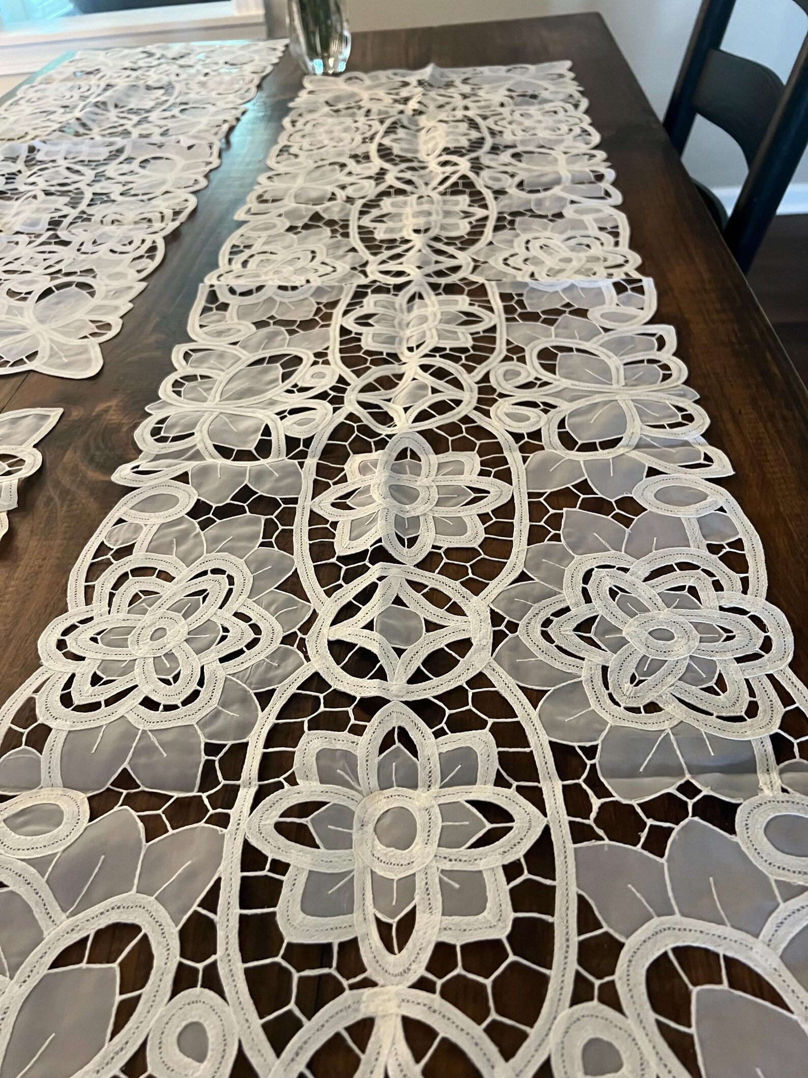 Vintage Battenburg Lace Table Runners, Floral Pattern, Set of 3 - Etsy