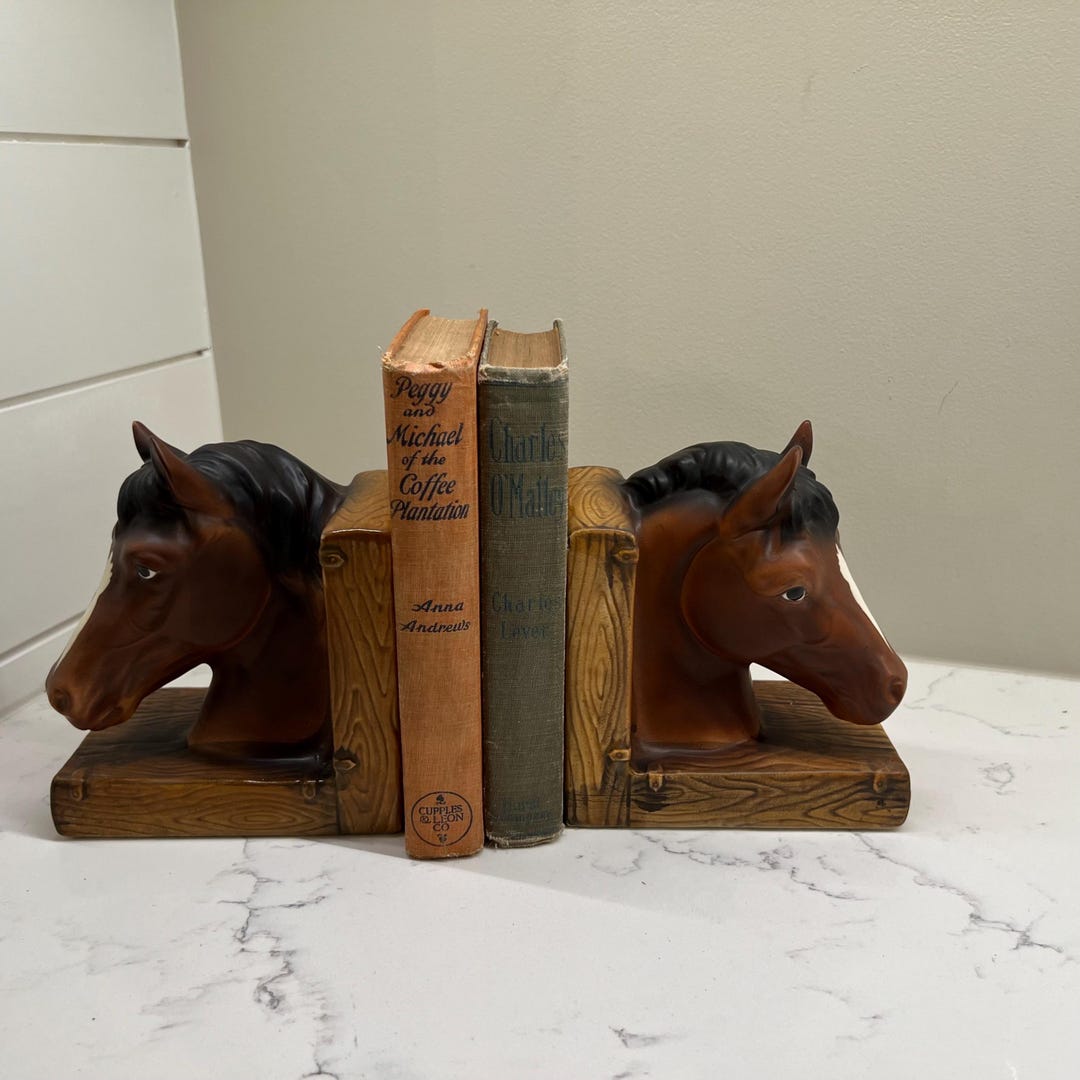VINTAGE LEFTON Horse Bookends, Ceramic Horse Bookends, Horse Decor ...